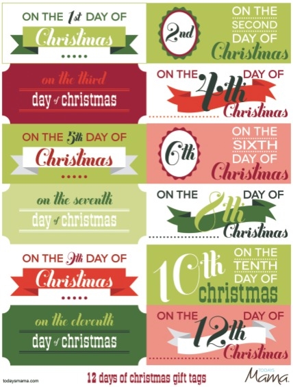 Printable 12 Days of Christmas Gift Tags - FaveThing.com Printable 12 Days of Christmas Gift Tags - FaveThing.com