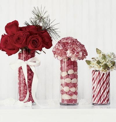 Beautiful Christmas Centerpieces using candy and flowers - FaveThing.com
