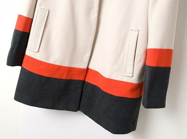 Color block faux fur wool coat - FaveThing.com