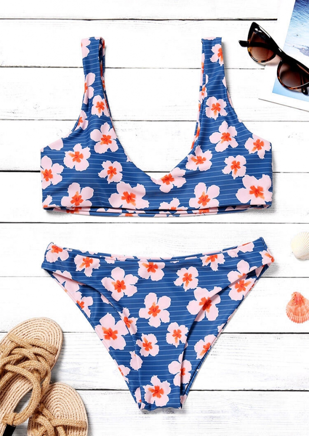 Floral Low Waist Bikini Set - FaveThing.com