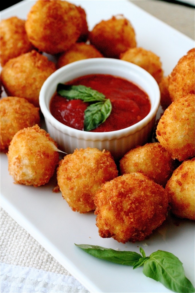 Fried Bocconcini with Spicy Tomato Sauce - FaveThing.com