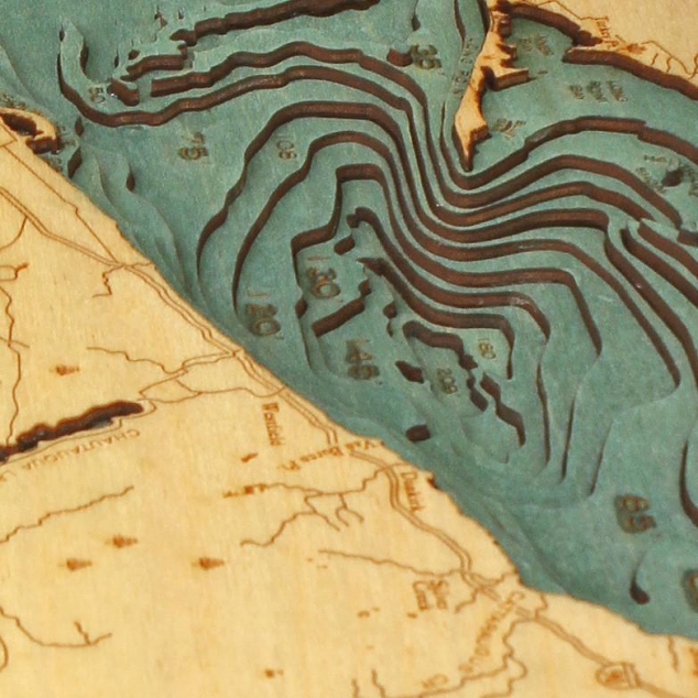 Laser-cut Bathymetric Chart of Lake Erie in Baltic Birch Wood ...