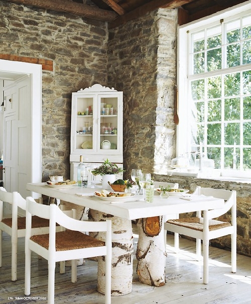 Birch tree trunks as table legs - FaveThing.com