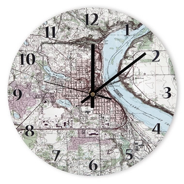 Personalized Topographic Map Clock - FaveThing.com