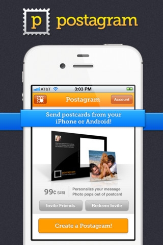 Postagram - send real snail mail post cards from your iphone or andriod ...