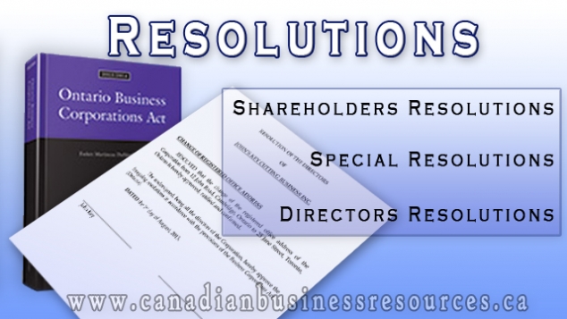 Resolutions of Directors | Resolutions of Shareholders | Special ...