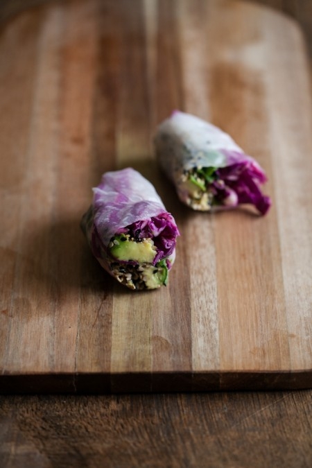 Sesame Crusted Avocado & Cabbage Spring Rolls - FaveThing.com